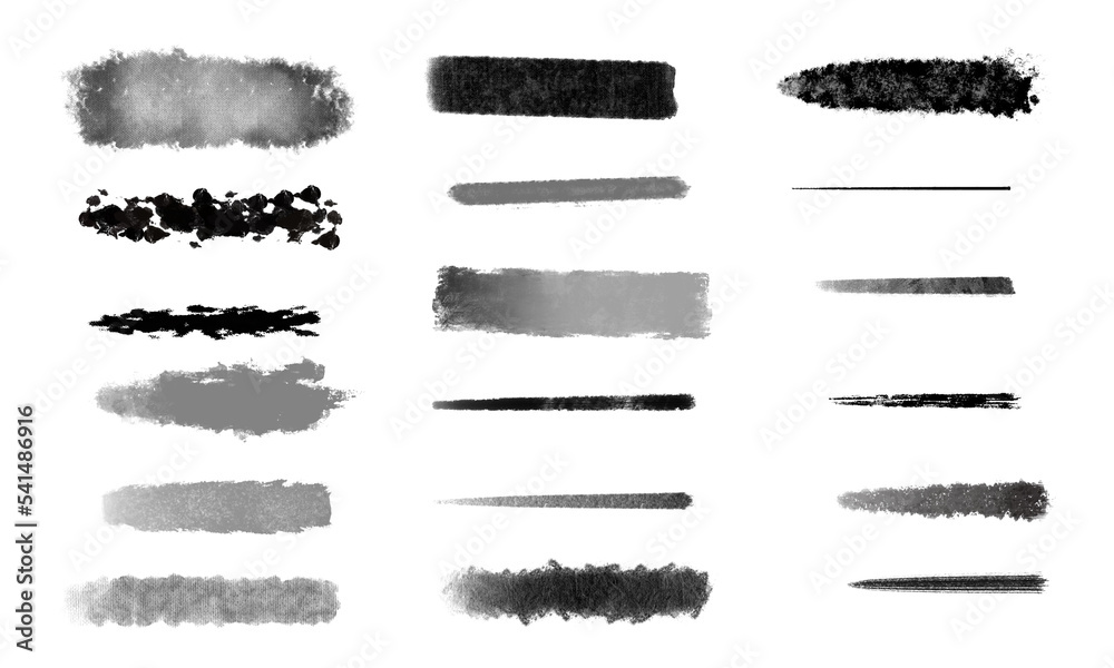 Various brush strokes, hand drawn brush line frame. Brush strokes on ...