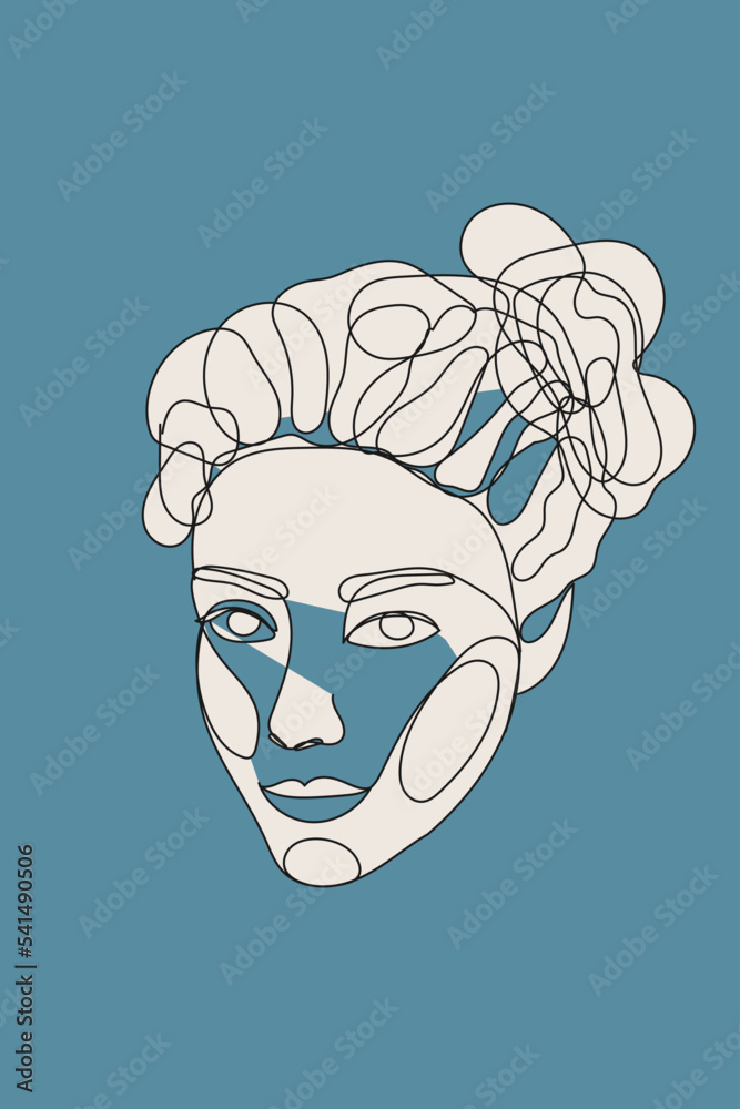 Woman Face Portrait One Line Abstract Line Monoline Silhouette Graphic ...