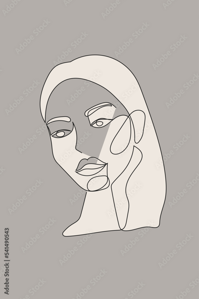 Woman Face Portrait One Line Abstract Line Monoline Silhouette Graphic ...