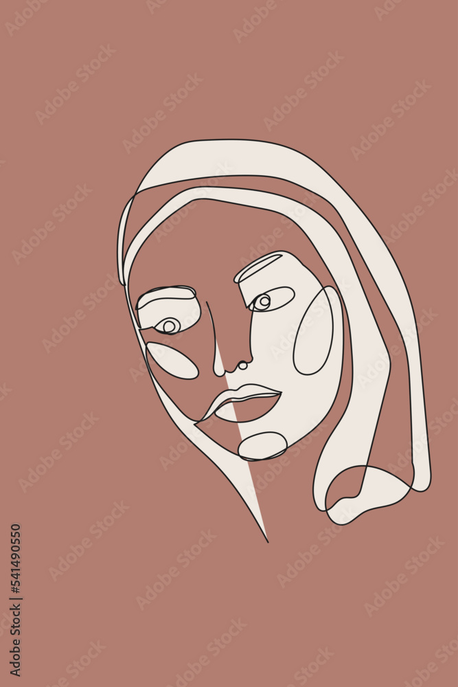 Woman Face Portrait One Line Abstract Line Monoline Silhouette Graphic ...