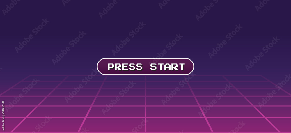 Purple 1980's vintage cyberpunk neon perspective grid, initial retro ...