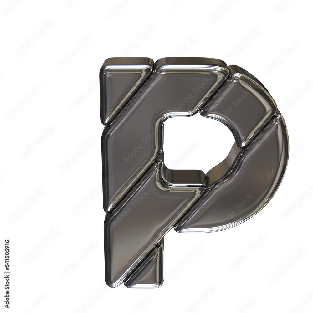 Silver block letters. capital letter p Stock Illustration | Adobe Stock