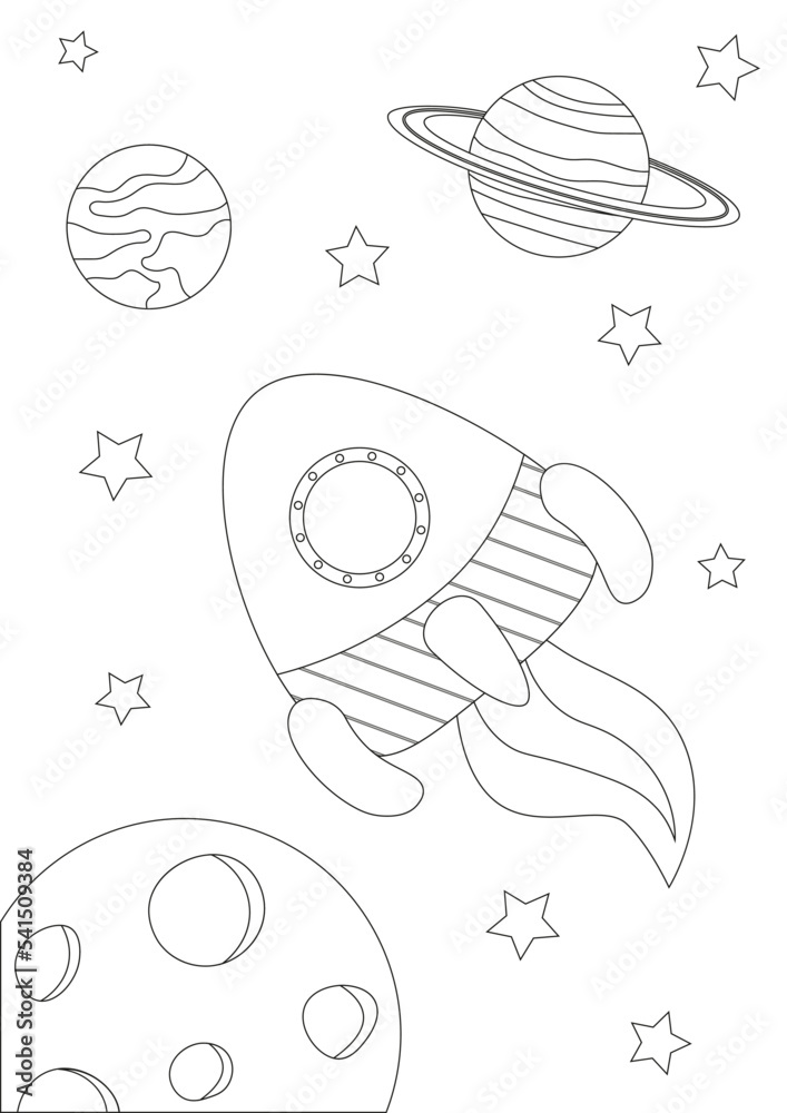 Space coloring page printable for children. Preschool Space. Cute alien ...