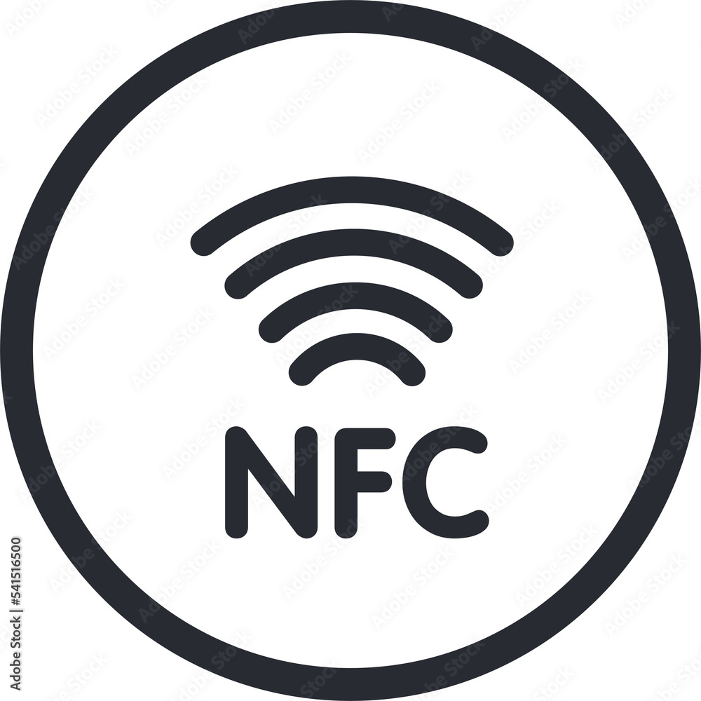 NFC icon. Contactless wireless pay sign logo. NFC technology contact ...
