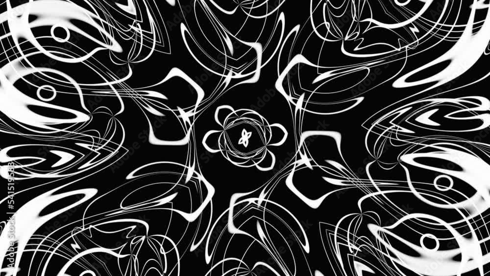 Black and white animated patterns. Curved lines in motion. Looped ...
