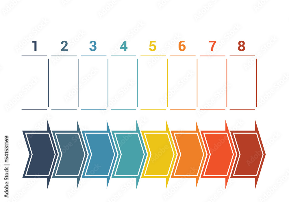 Infographic templates, timeline, colored horizontal arrows and lines 8 ...