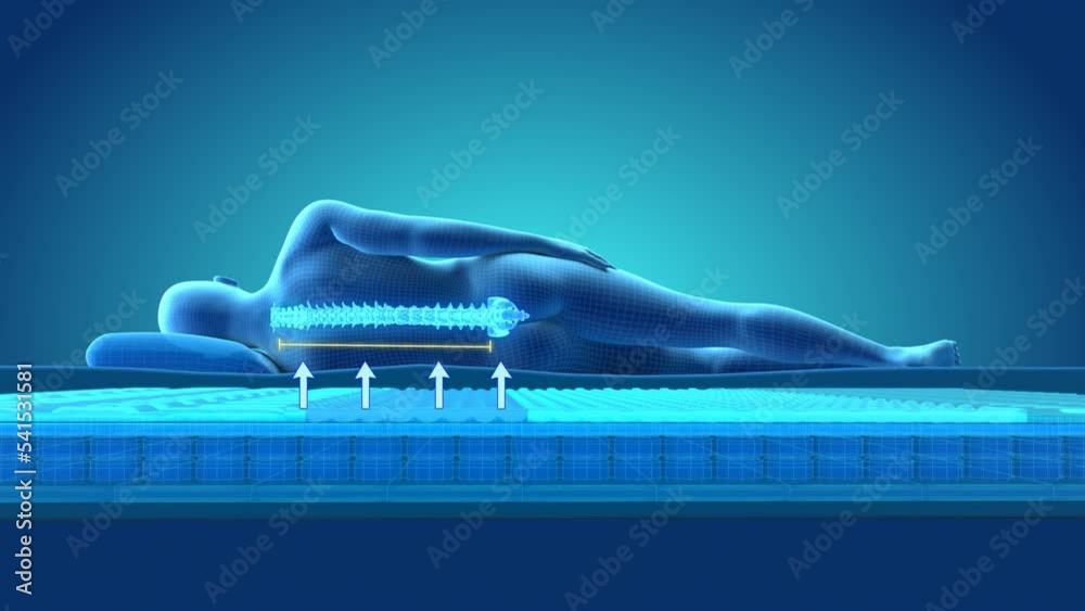 3d animation rendering of the inner part of the mattress composition, a ...