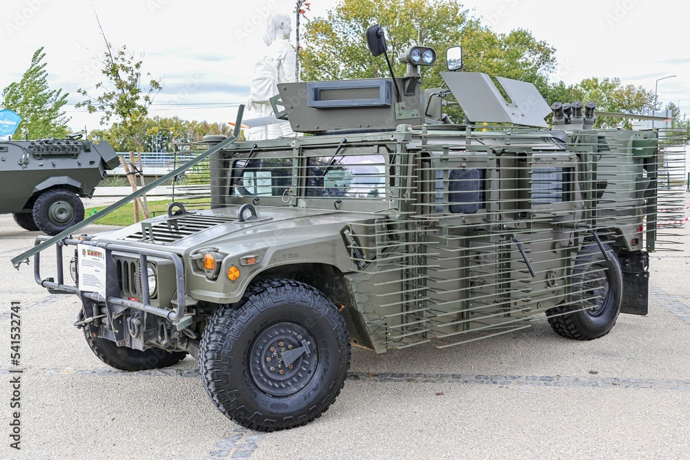 High mobility multipurpose wheeled armored military vehicle (HMMWV ...