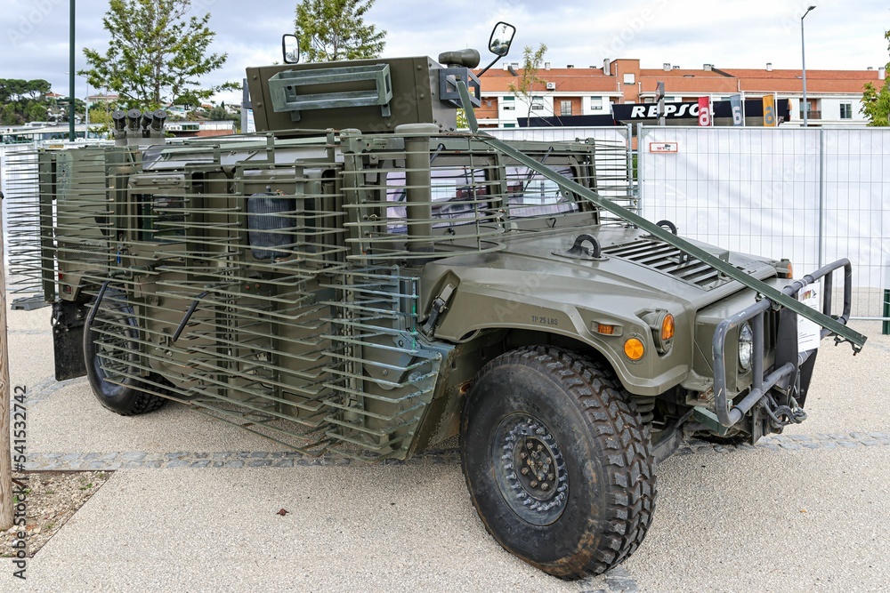 High mobility multipurpose wheeled armored military vehicle (HMMWV ...