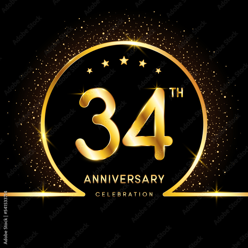 34th Anniversary. Golden Anniversary template design for celebration ...