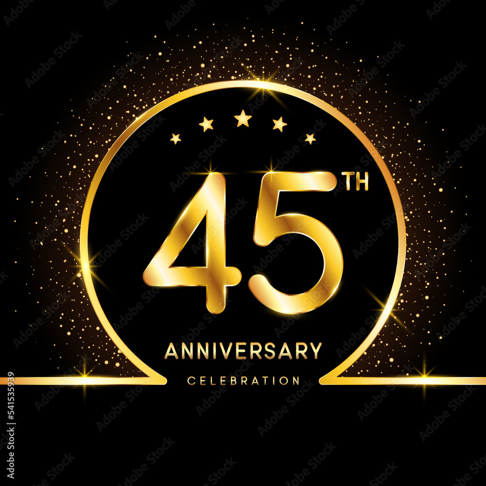 45th Anniversary. Golden Anniversary template design for celebration ...