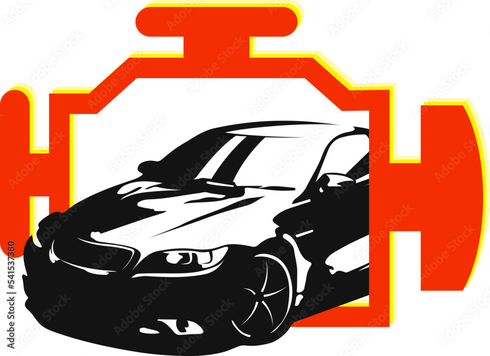 Check engine injector symbol. Passenger car banner for business. Auto ...