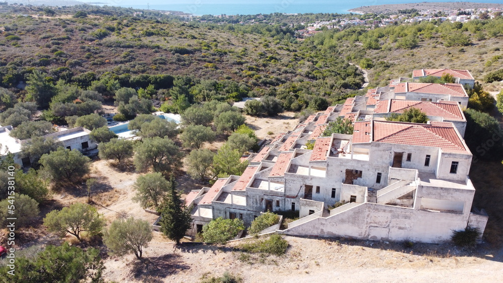 Lost places: Aerial view of an unfinished hotel complex in Izmir ...