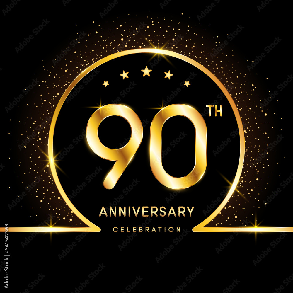 90th Anniversary. Golden Anniversary template design for celebration ...