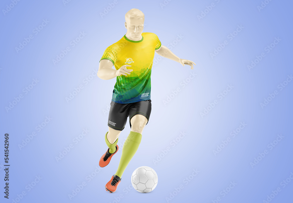 Running Soccer Player Mockup - Front View Stock Template | Adobe Stock