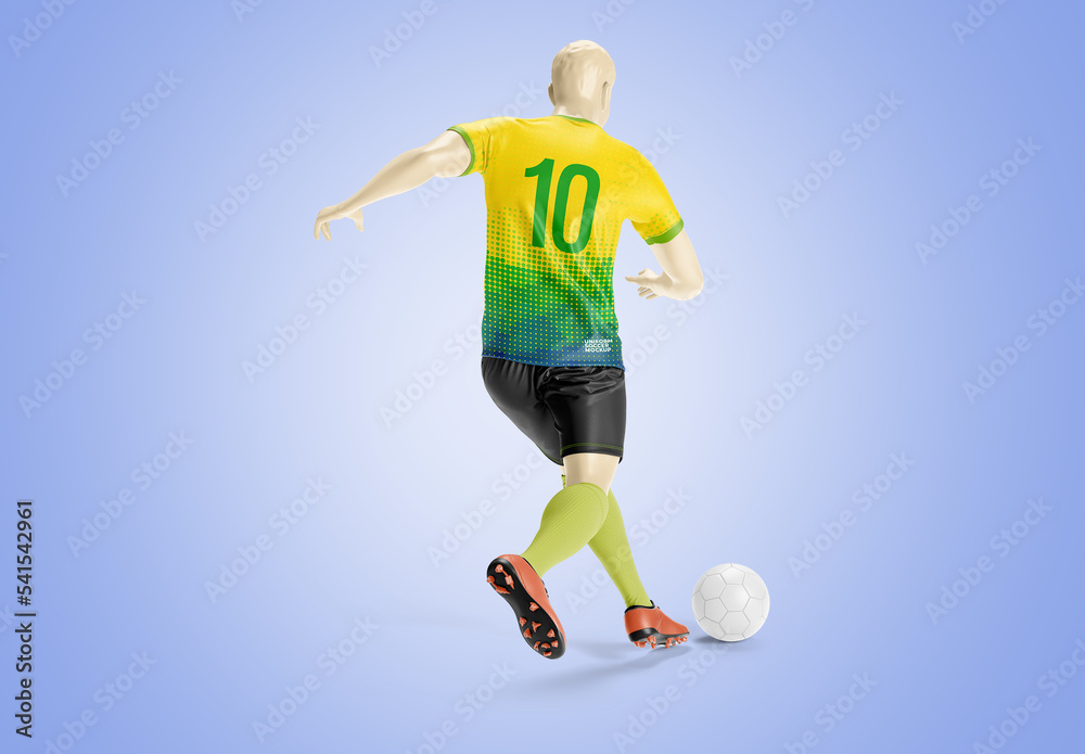 Running Soccer Player Mockup - Back View Stock Template | Adobe Stock