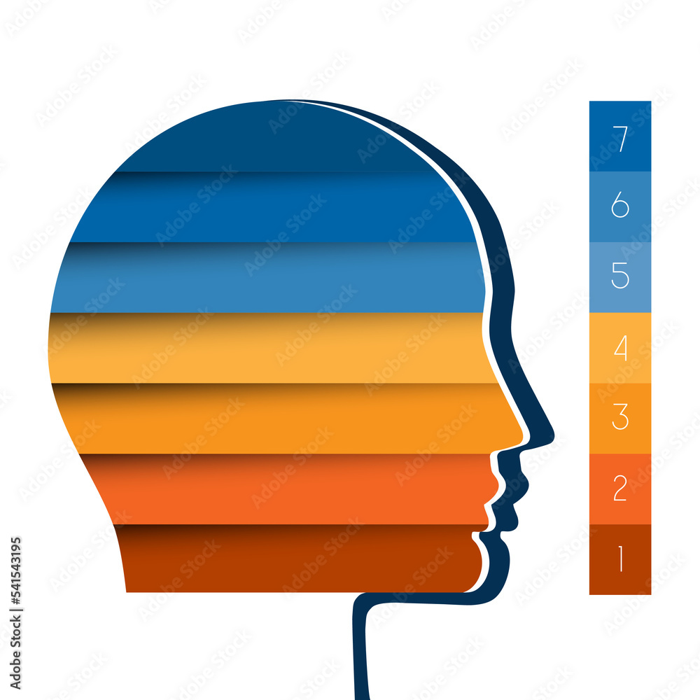 Infographic templates, concept diagram, human head, 7 positions ...