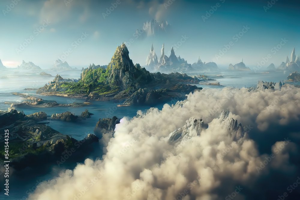 Fantasy Mystical Island Concept Illustration Stock Illustration | Adobe ...