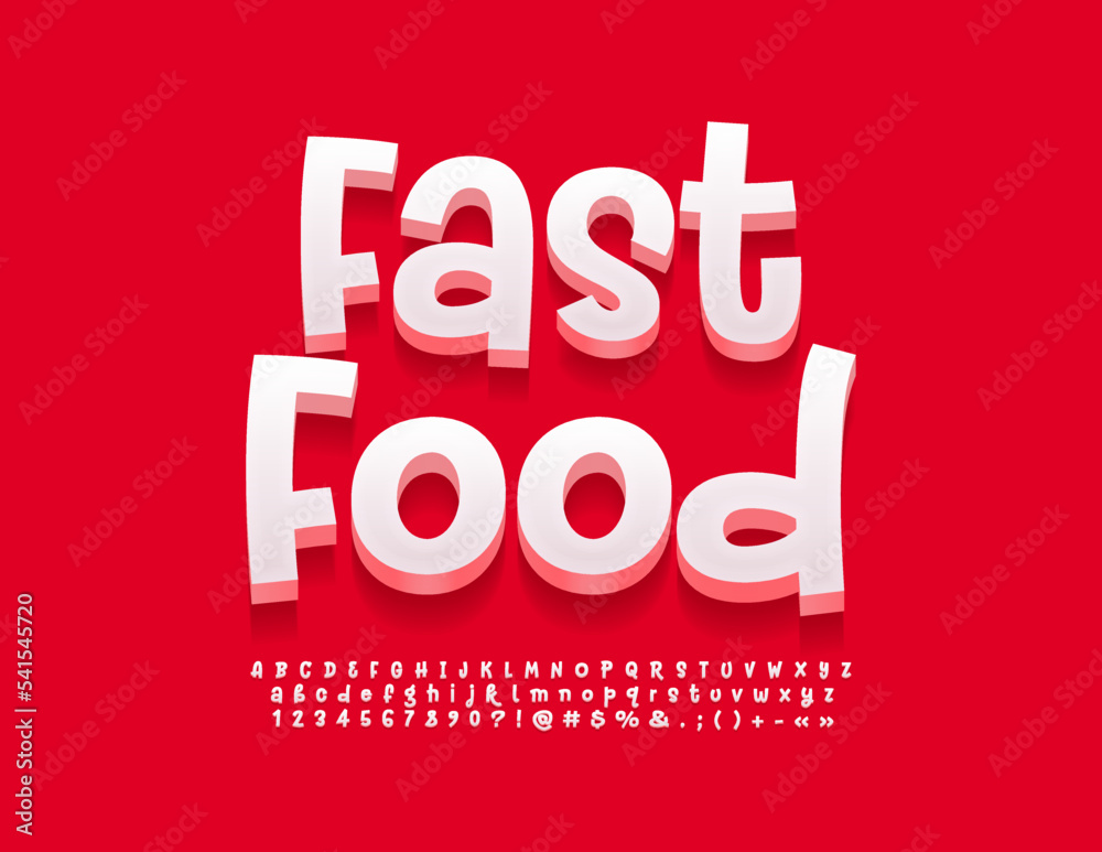 Vector trendy template Fast Food for Cafe, Restaurant, Menu. 3D White ...