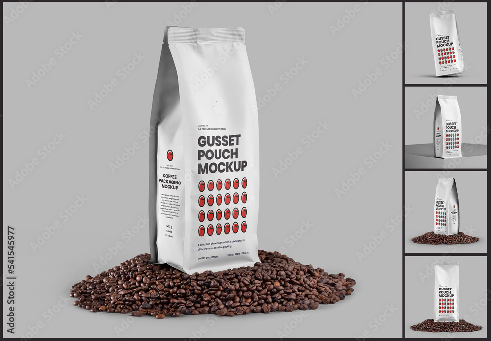 5 Coffee Pouch Mockup, Stabilo Bag Stock Template | Adobe Stock