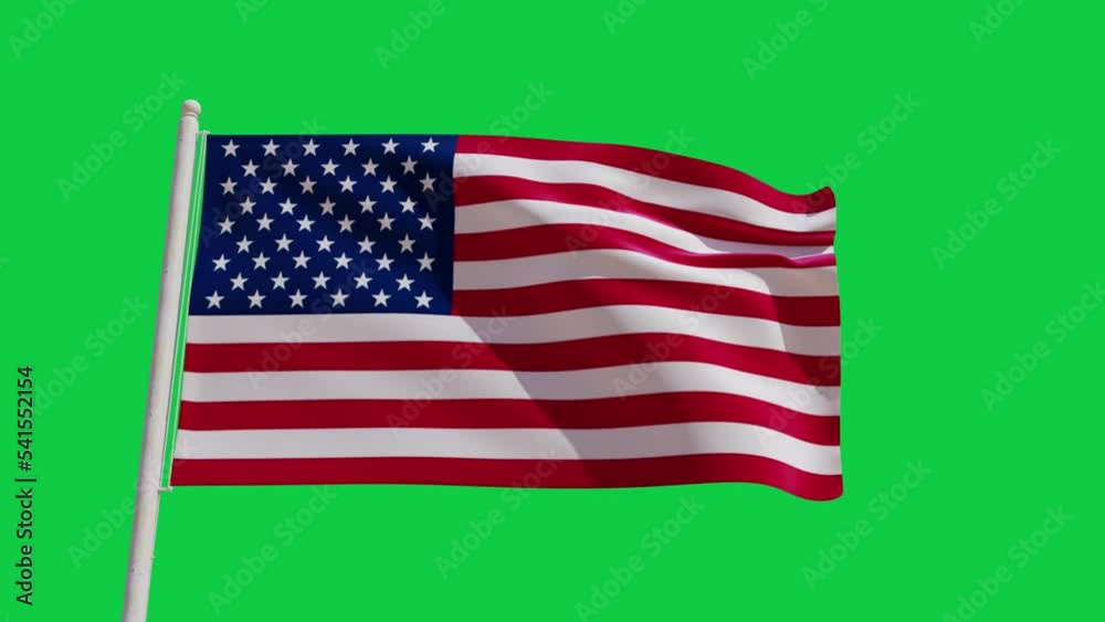 Vidéo Stock American flag waving in the wind with green screen in the ...