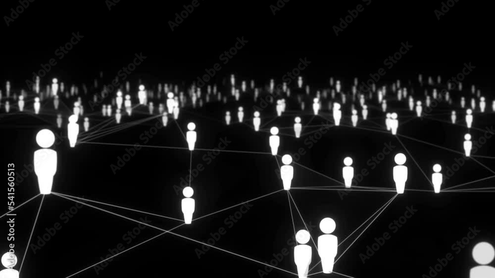 Plexus black and white Animation With People Icons connected by lines ...