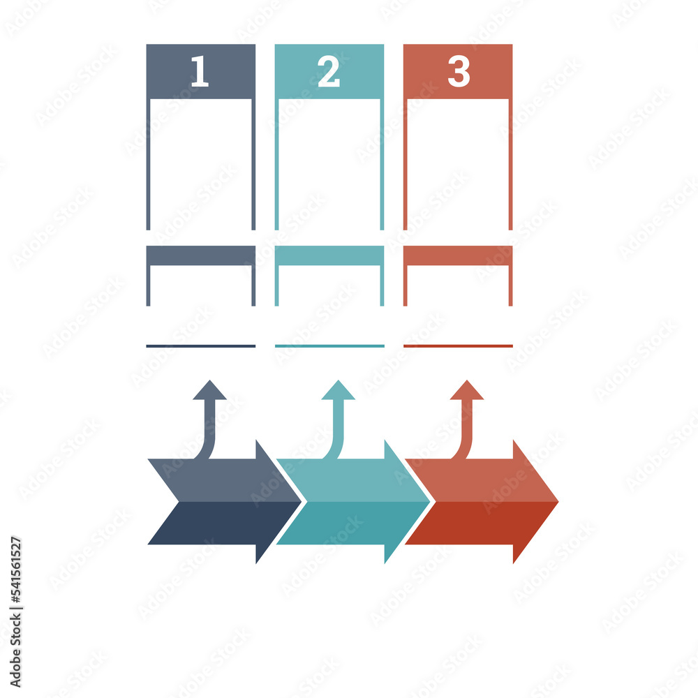 Infographic templates, timeline, arrows and numbered columns, 3 ...
