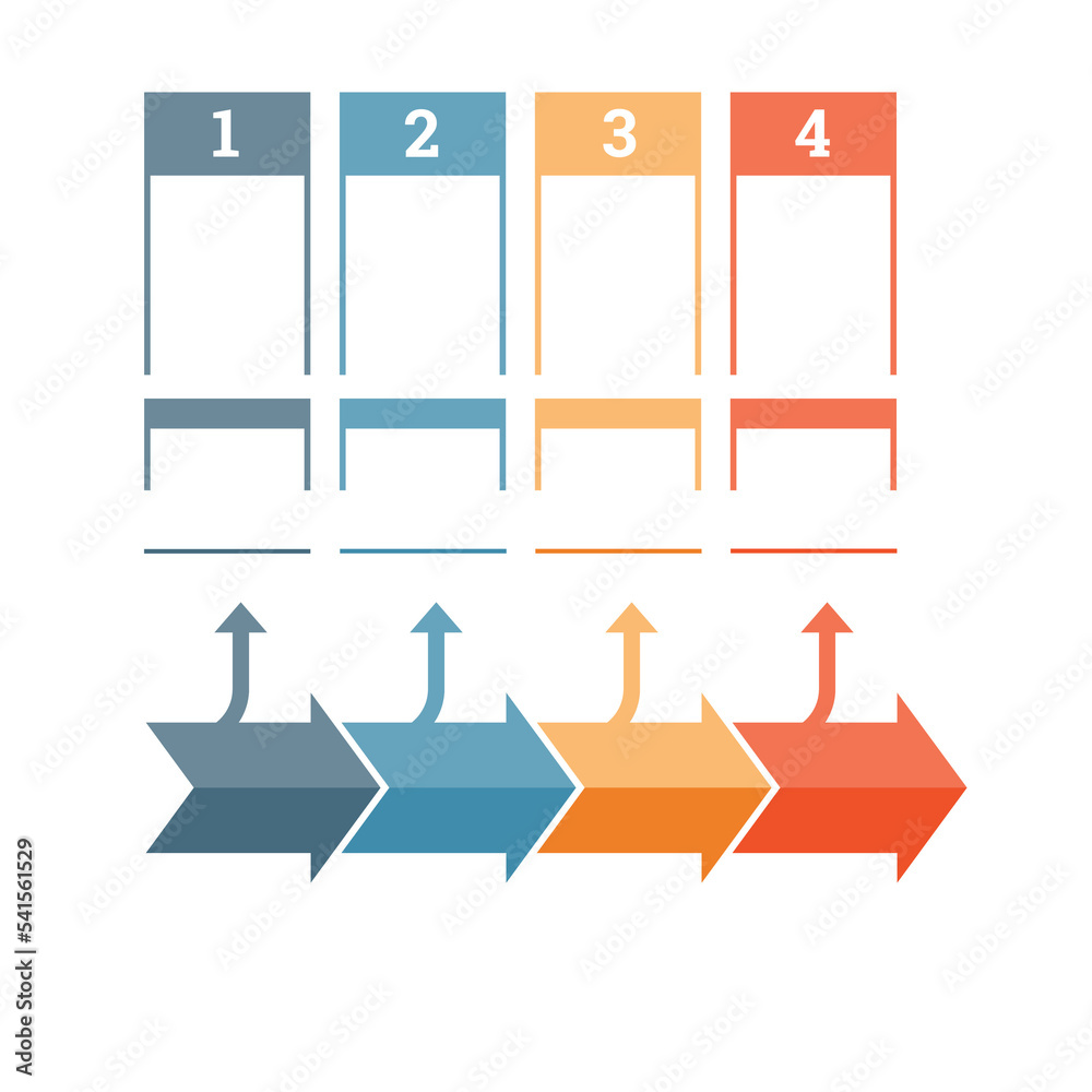 Infographic templates, timeline, arrows and numbered columns, 4 ...