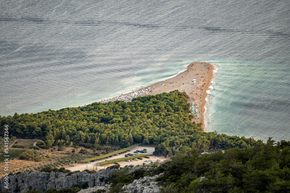The most famous croatian beach Zlatni Rat photographed from the highest ...