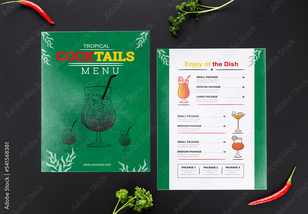 Minimalist Food Menu Card Design Layout Stock Template | Adobe Stock