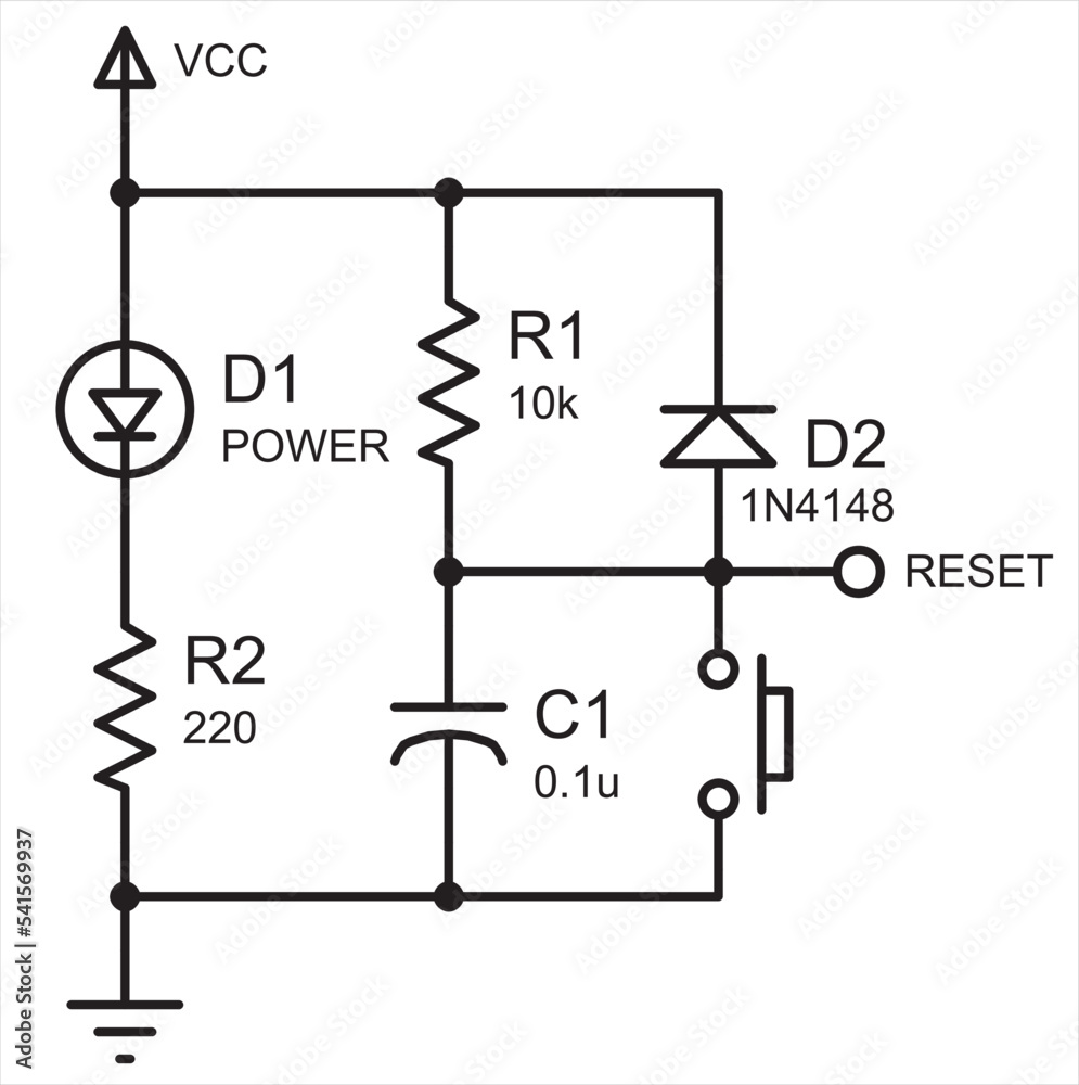Schematic diagram of electronic device. Vector drawing electrical circuit with electronic ...