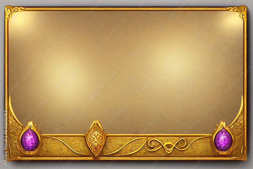 Fantasy gold frame in medieval style for rpg game ui design. Stock ...