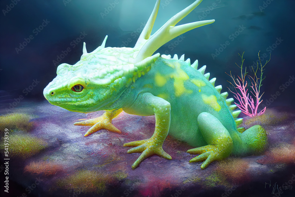 Green Draxolotl - Half dragon, half axolotl Stock Illustration | Adobe ...