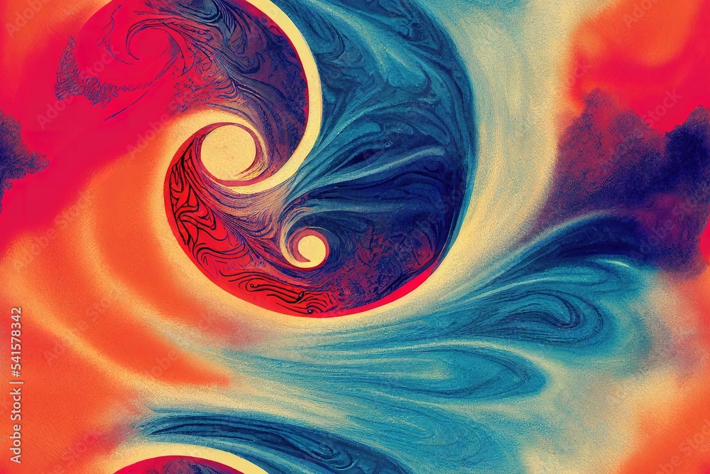 White Orange Round. White Spiral Swirl. Orange Heat Print. Blue ...