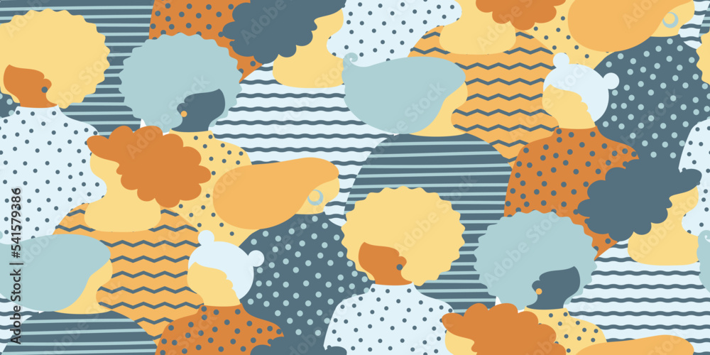 Vector seamless pattern with girl faces with different nationalities ...