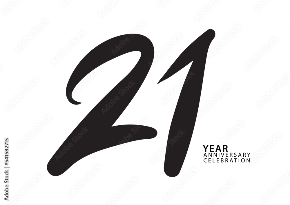 21 year anniversary celebration black color logotype vector, 21 number ...