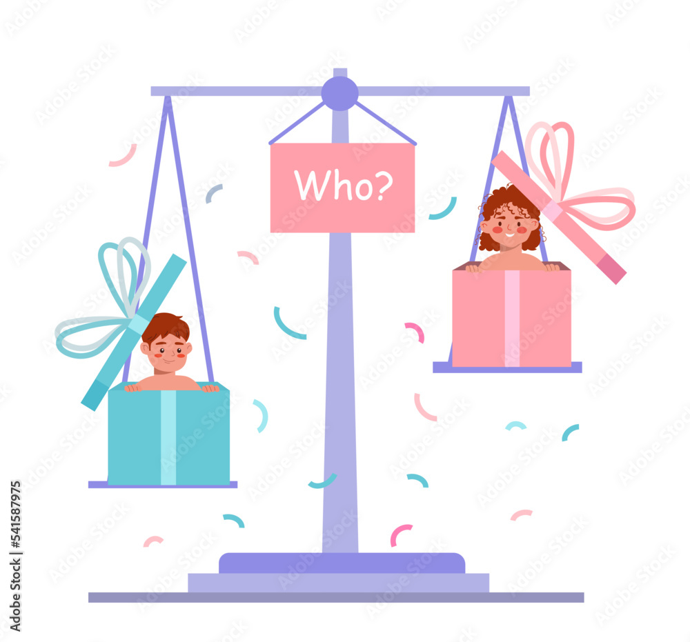 Childrens at scales. Design for greeting postcard. Assumption and ...