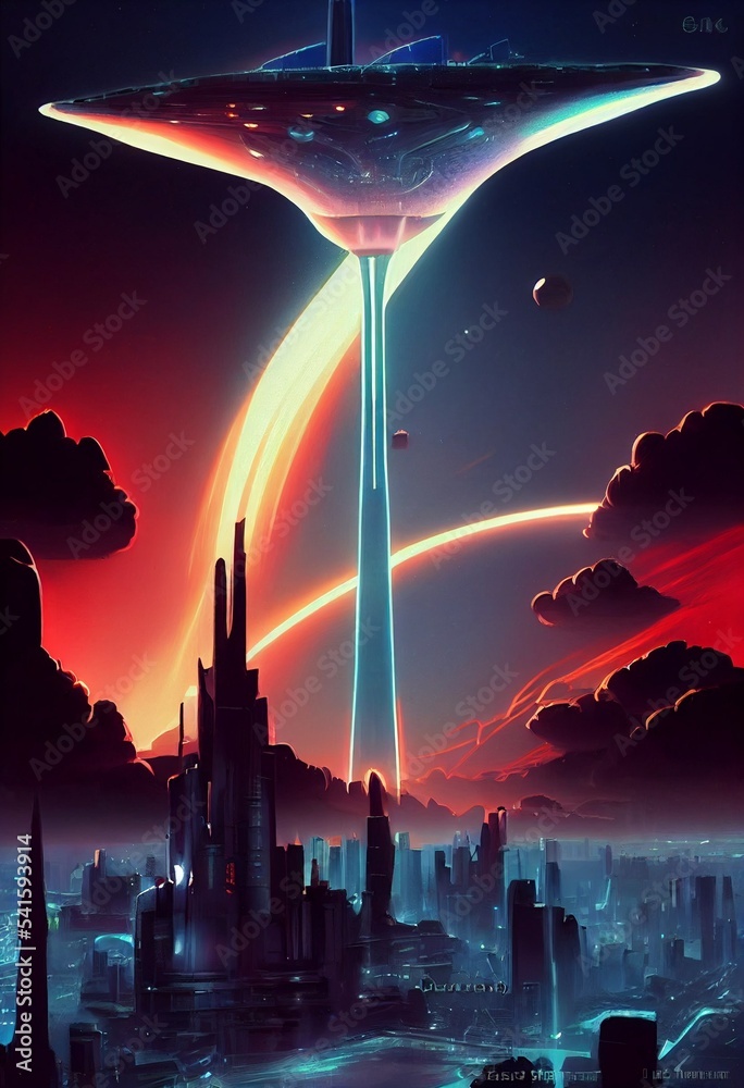 Alien cities, scifi, science fiction, progress, electricity, other ...
