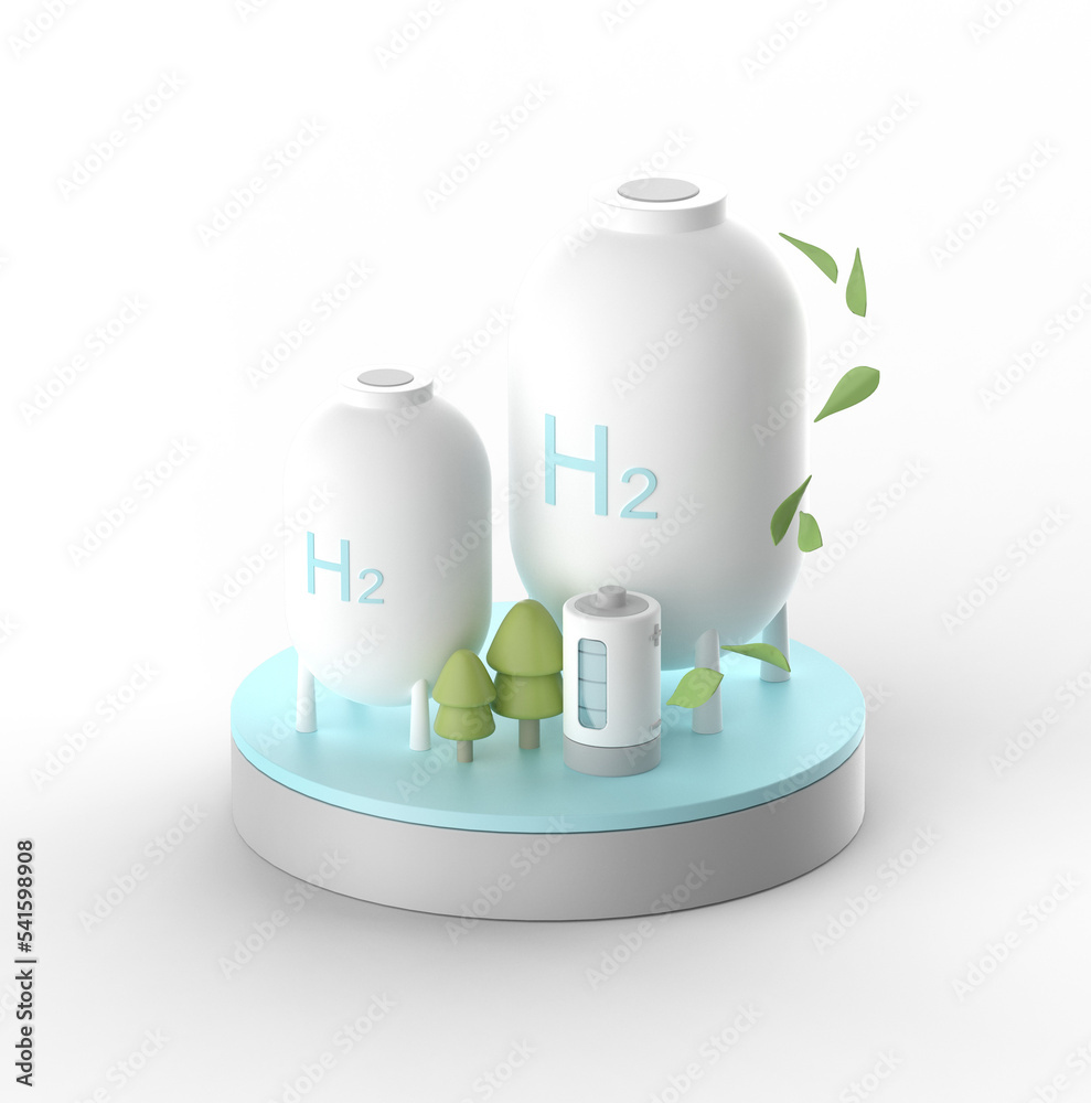 Hydrogen energy 3d icon. green & clean energy Stock Illustration ...