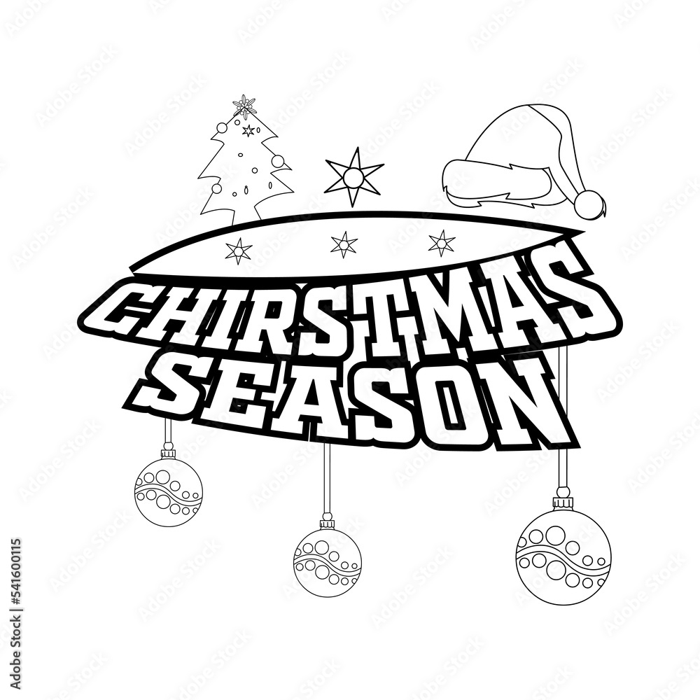 Merry Christmas Coloring page. Christmas line art coloring page design ...