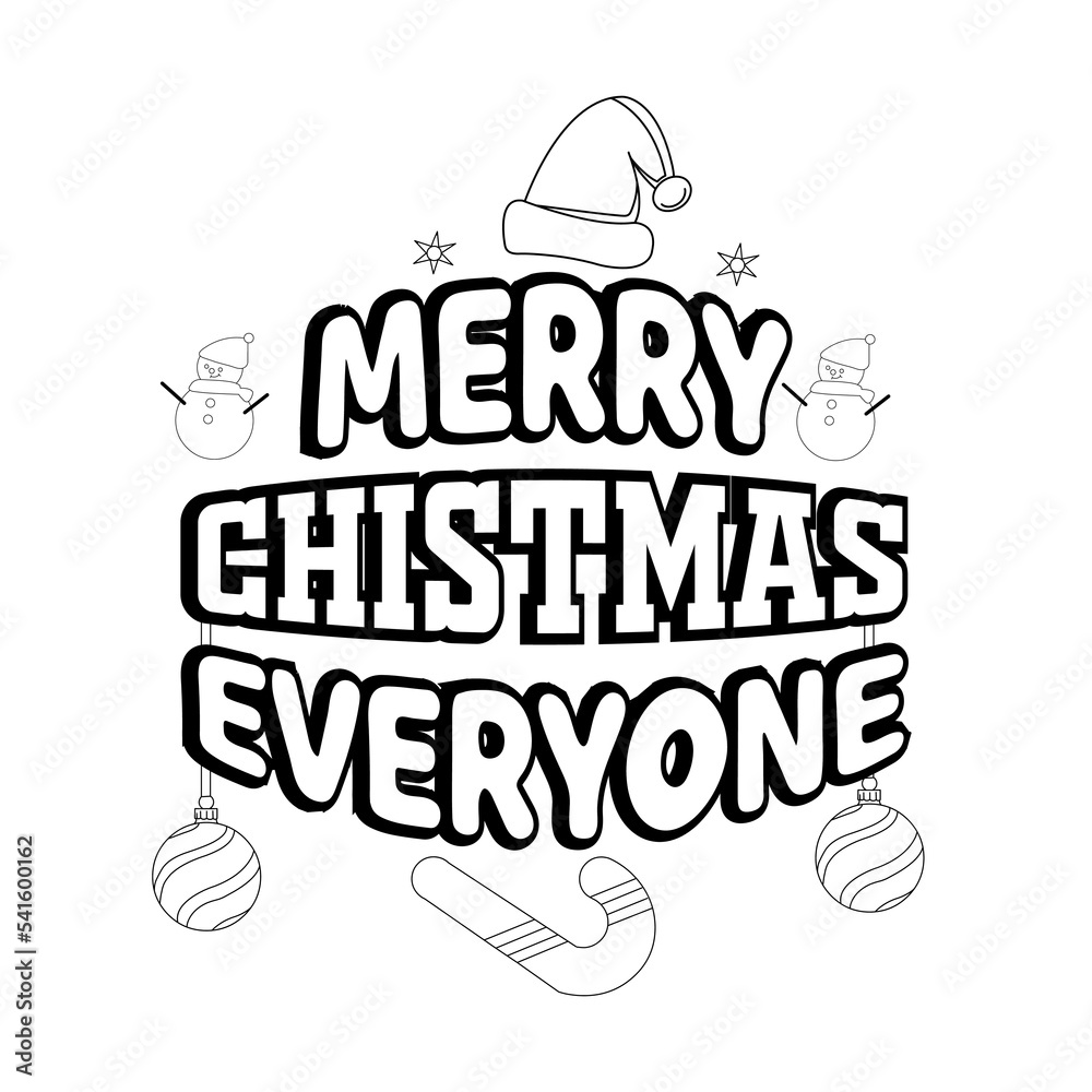 Merry Christmas Coloring page. Christmas line art coloring page design ...