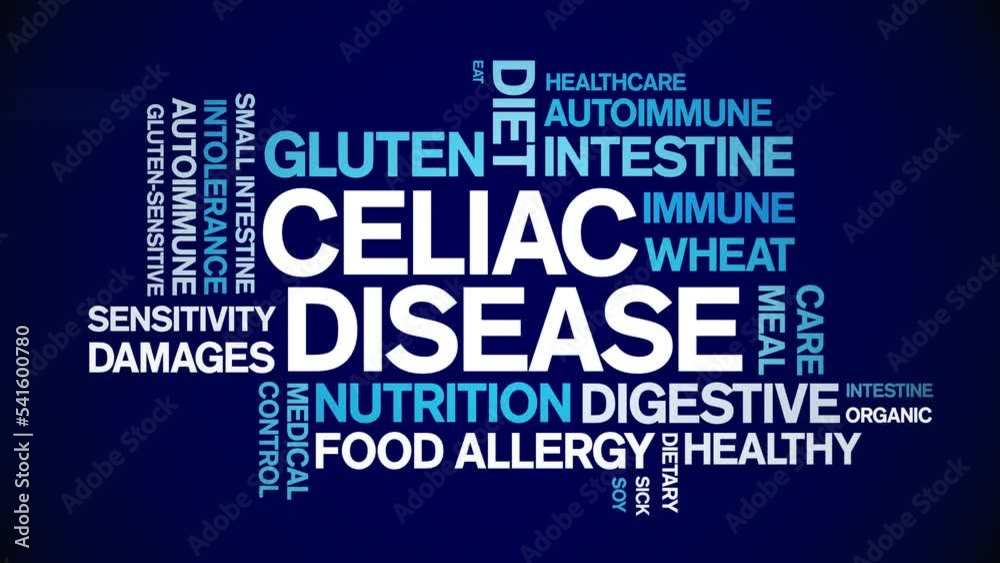 Celiac Disease animated tag word cloud;text design animation kinetic ...