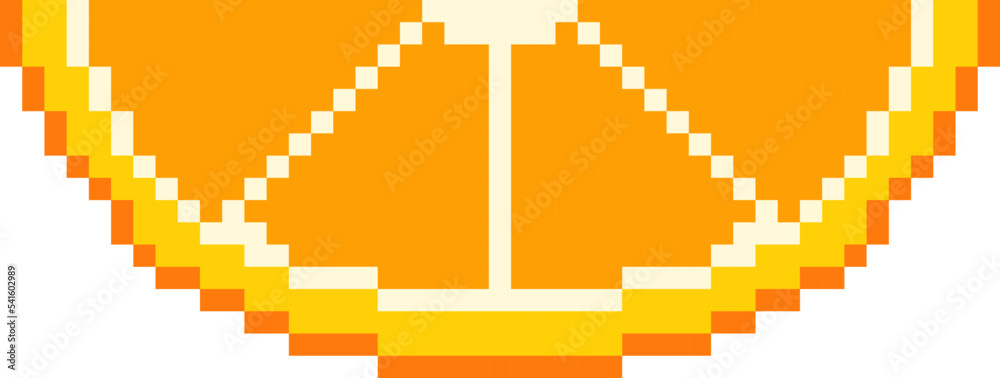 Sliced Orange Isolated Pixel Art. Orange fruit. Pixel art retro icons ...