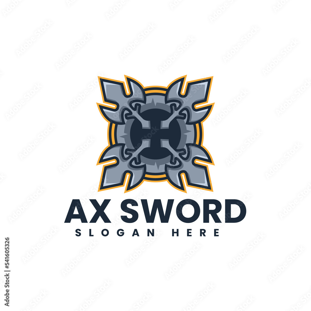 Vector Logo Illustration Ax Sword Simple Mascot Style. Stock Vector ...