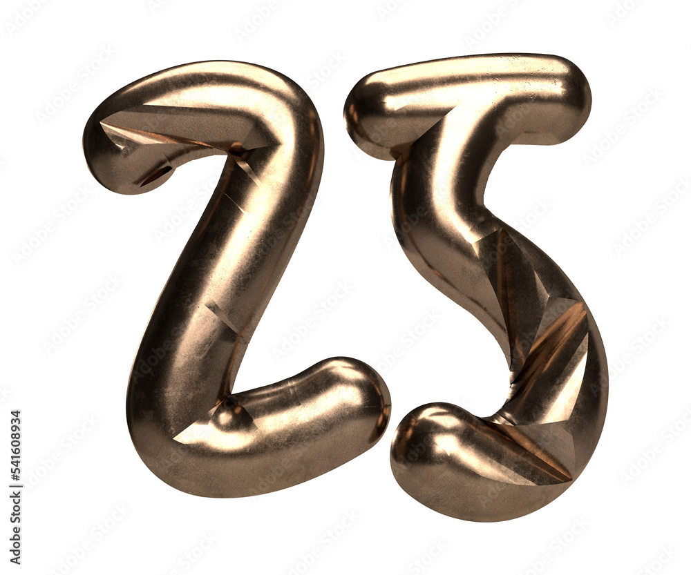 Isolated Logo of Silver Jubilee Anniversary. Steel Metallic Three ...