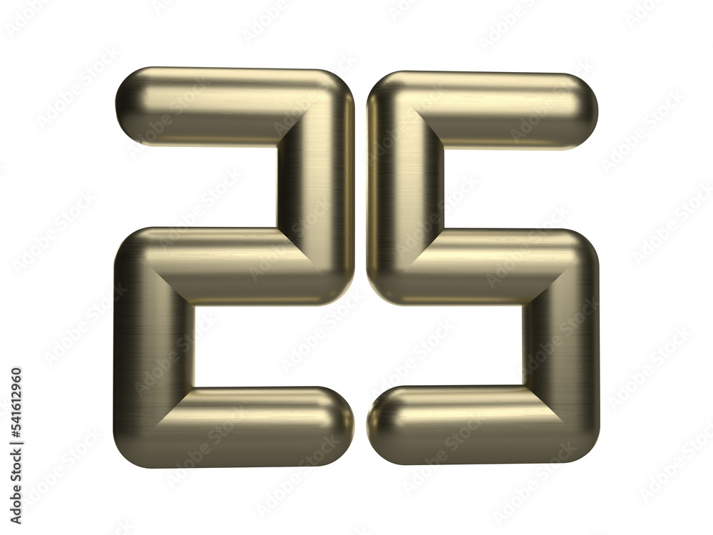 Isolated Logo of Silver Jubilee Anniversary. Steel Metallic Three ...