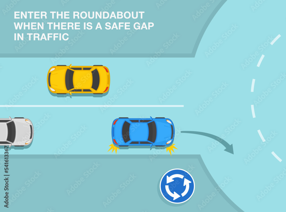 Safe driving tips and traffic regulation rules. Priority inside the ...