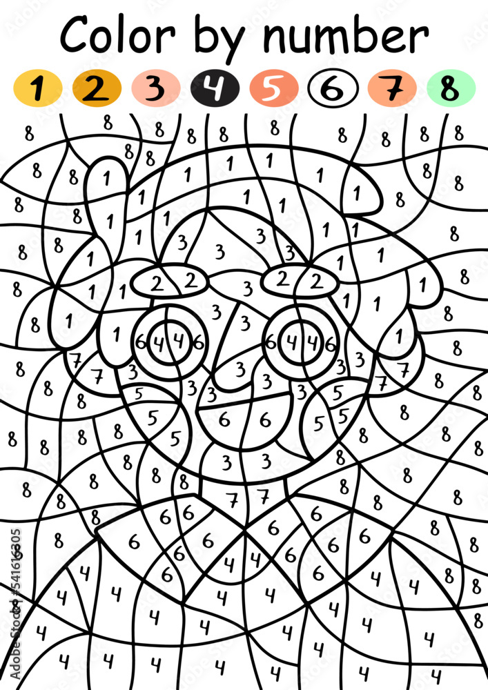 Little pilgrim boy color by number vector illustration. Funny ...