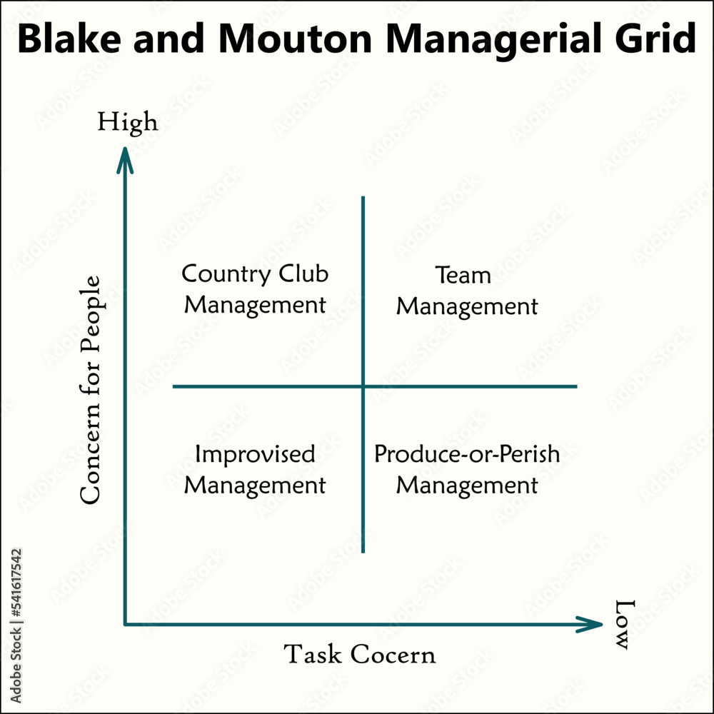 Blake and Mouton Managerial Grid in Matrix infographic template Stock ...