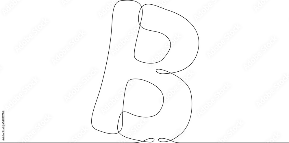 One continuous line. Letter of the alphabet. Latin alphabet. Capital ...